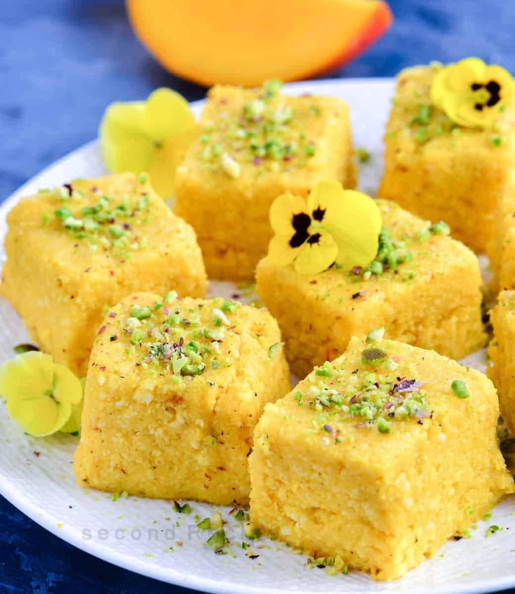 Easy Mango Kalakand recipe|how to make Mango milkcake - SecondRecipe