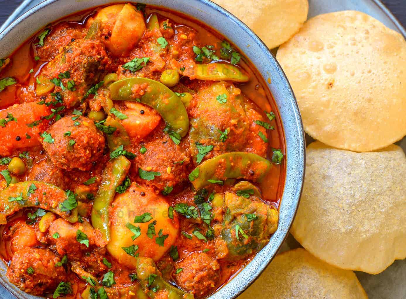 Undhiyu - Gujarati mixed vegetables with airfryer - SecondRecipe