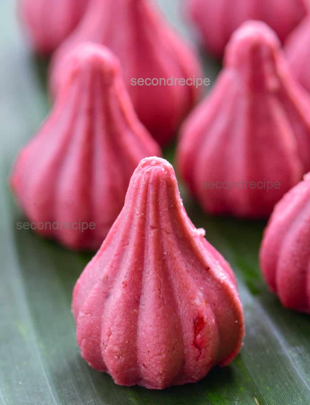 Strawberry modak Indian sweets - SecondRecipe