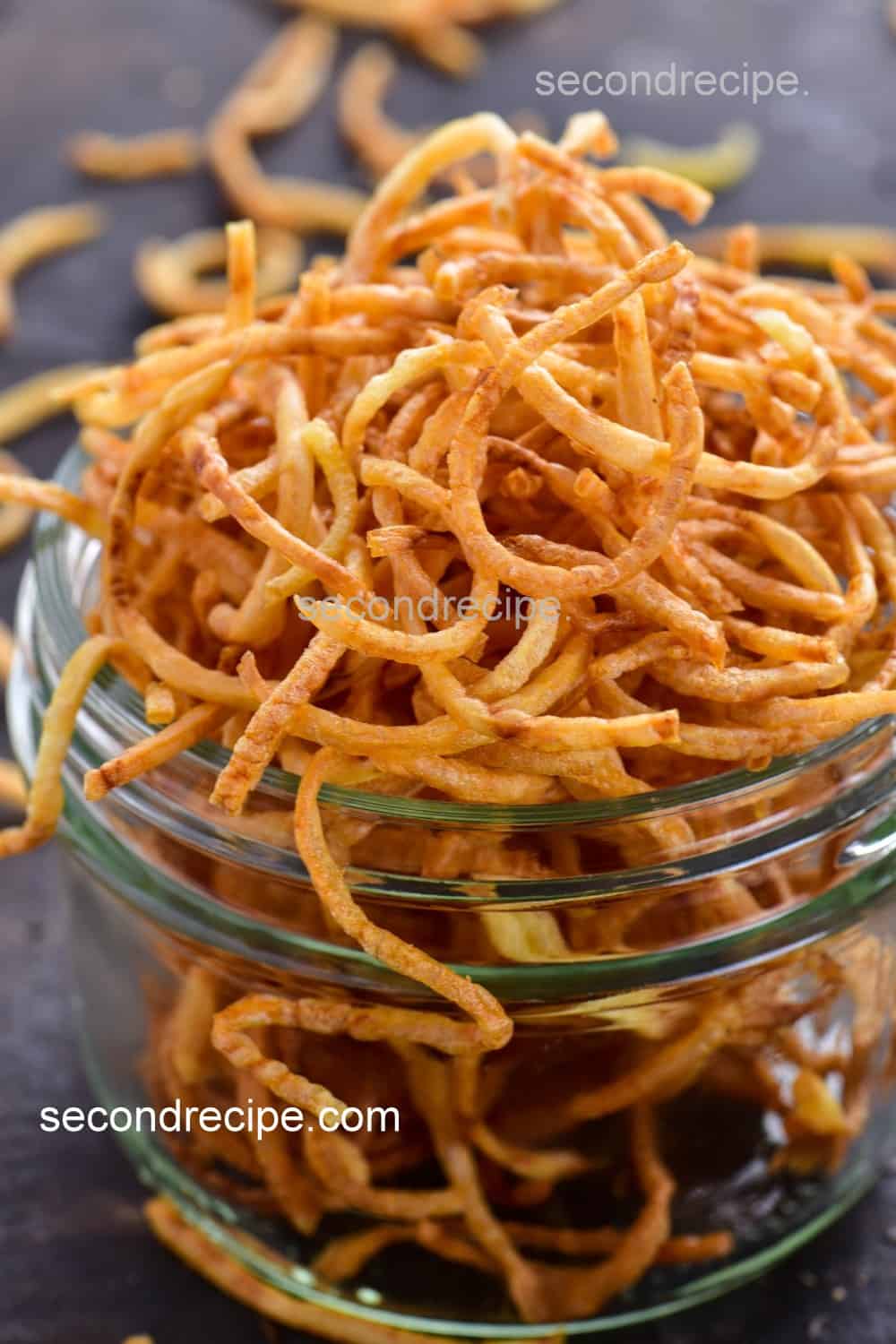 Air fried Potato Curly fries | Air fryer Aloo lachha - SecondRecipe