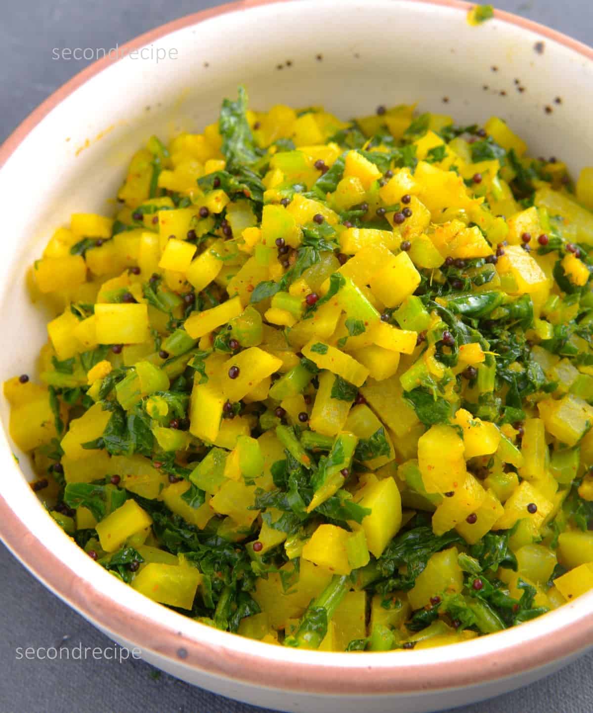 mooli ki sabzi | Indian radish curry with leaves - SecondRecipe